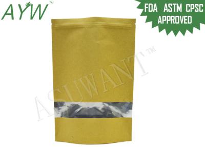 China Plain Recyclable Kraft Paper Zipper Bags For Dried Flowers / Fruit Packing for sale