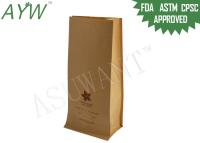 China Stand Up Brown Paper Coffee Bags Cusromized Logo Printing Without Window for sale