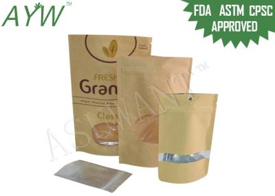 China Moisture Proof  Stand Up Kraft Bag With Window, Kraft Paper Food Packing Bags With k for sale