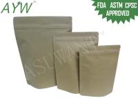 China Eco Friendly Soil Color Kraft Paper Zipper Bags Packing For Dried Fruit / Nuts for sale