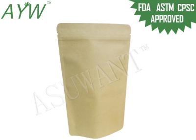 China Eco Friendly Soil Color Kraft Paper Zipper Bags Packing For Dried Fruit / Nuts for sale