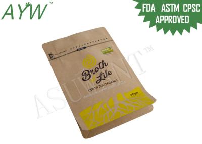 China 90 Gm Brown Paper Zip Lock Bags Eight Side Sealed For Packing Coffee Bean for sale