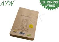China 90 Gm Brown Paper Zip Lock Bags Eight Side Sealed For Packing Coffee Bean for sale
