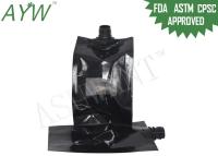 China Glossy Black Liquid Spout Bags Clear Window For Soft Drinks / Energy Drinks for sale