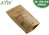 China Reclosable Brown Kraft Paper Zipper Bags Foil Liner For Aroma Cafe Beans for sale