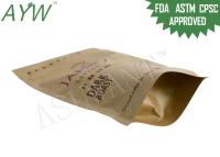 China Reclosable Brown Kraft Paper Zipper Bags Foil Liner For Aroma Cafe Beans for sale