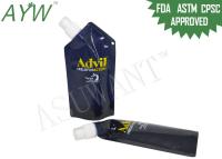 China Safe Non - Toxic Cool Liquid Spout Bags FDA Navy Blue With Side Hanging Hook for sale