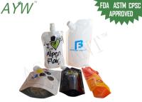 China Reusable Beverage Doypack Liquid Spout Bags Hanging Hole For Milk Dairy Juice for sale