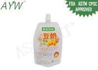 China Transparent Food Grade Plastic Bag For Liquids , Stand Up Spout Pouch For QC Nutritious Soymilk for sale