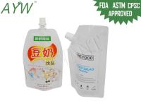 China Transparent Food Grade Plastic Bag For Liquids , Stand Up Spout Pouch For QC Nutritious Soymilk for sale
