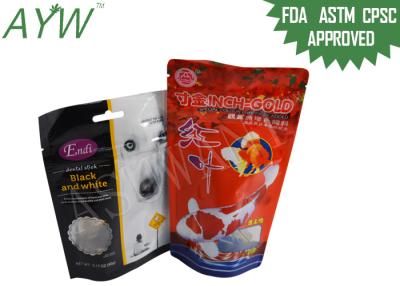 China Stand Up Food Packaging Pouches Clear Window For Fish Feeds / Dental Stick Dog Treats for sale