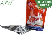 China Stand Up Food Packaging Pouches Clear Window For Fish Feeds / Dental Stick Dog Treats for sale