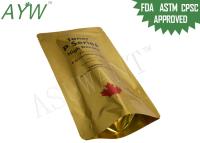 China Golden Shiny Surface Mylar Foil Bags , High Density Resealable Weed Bag With Inside Foil for sale
