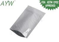 China Glossy Milk White Resealable Foil Bags Mylar Packing Weed With Reusable Zipper for sale