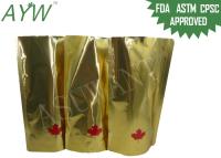 China Golden Aluminum Resealable Foil Bags Smell Proof For Weed / Spice Incense Safe for sale