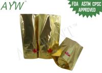 China Golden Aluminum Resealable Foil Bags Smell Proof For Weed / Spice Incense Safe for sale