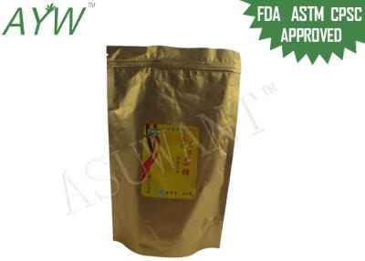 China Moisture Proof Resealable Foil Bags Gold Zip Lock Doypack 200g For Food Ginger Candy for sale