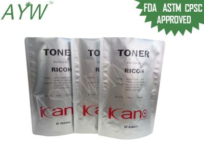 China Silver Stand Up Resealable Foil Bags Smell Proof For Toner Industry Use Packaging for sale