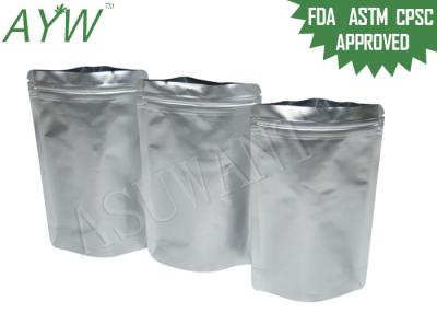 China Silver Pure Aluminum Mylar Foil Bags 50X PET / PE With Reclosable Zip Lock for sale