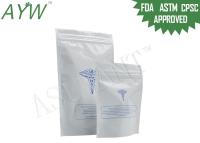 China Doypack Locked Inside Smell Proof Zipper Bags Glossy Finish White Mylar FDA for sale