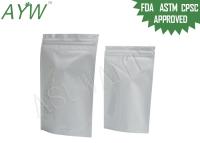 China Doypack Locked Inside Smell Proof Zipper Bags Glossy Finish White Mylar FDA for sale