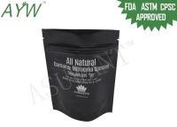 China Opaque Black Stand Up Zipper Bags Light Barrier Doypack For Kratom Capsules for sale