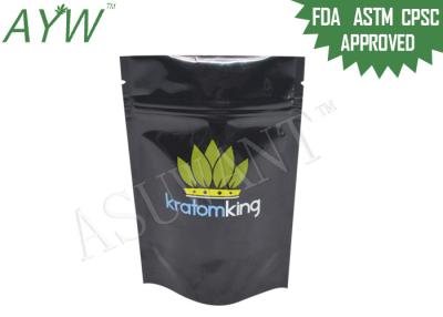 China Opaque Black Stand Up Zipper Bags Light Barrier Doypack For Kratom Capsules for sale