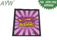 China FDA Flat Weed / Mylar Smell Proof Bags Plastic Laminated With Transparent Zipper for sale