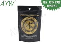 China Plastic Mylar Stand Up Zipper Bags One Clear One Printed For Premium Extracts Weed for sale
