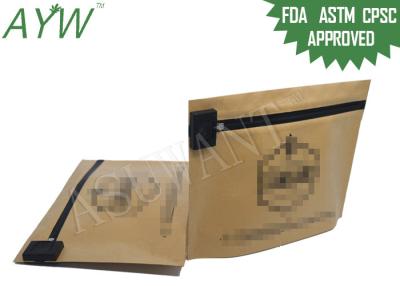 China Brown Kraft Paper Child Resistant Bags For Edible Weed Seeds Packaging for sale