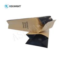 China Kraft Paper PE PET Coffee Tea Bags Flat Bottom Biodegradab With Degassing Valve for sale