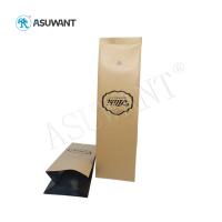 China Kraft Paper PE PET Coffee Tea Bags Flat Bottom Biodegradab With Degassing Valve for sale