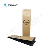 China Kraft Paper PE PET Coffee Tea Bags Flat Bottom Biodegradab With Degassing Valve for sale