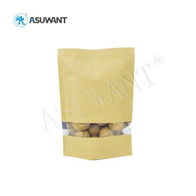China Eco Friendly Paper Zip Lock Bags , Laminated Kraft Stand Up Pouches With Window for sale