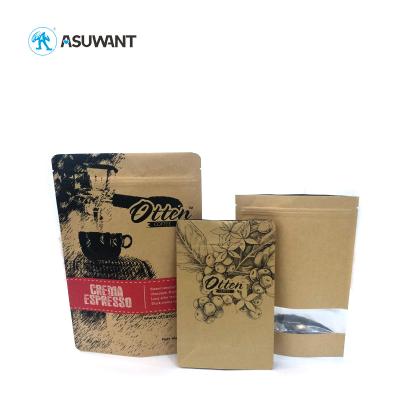 China Resealable Kraft Paper Zipper Bags Custom Doypack Mylar Zipper Pouch For Nuts for sale