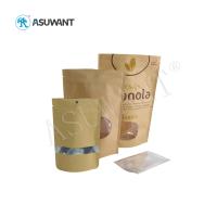 China Mylar Kraft Paper Pouch Food Packing Bag Heat Sealed Stand Up Reusable Brown Color for sale