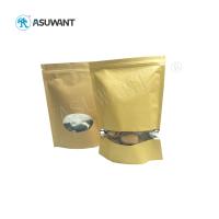 China Mylar Kraft Paper Pouch Food Packing Bag Heat Sealed Stand Up Reusable Brown Color for sale