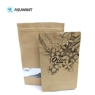 China Laminated Layer Material Kraft Paper Zipper Bags Recyclable For Packing Food for sale