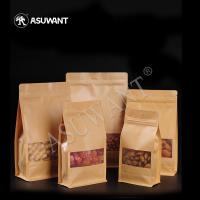 China Durable Kraft Paper Stand Up Zipper Bag Gravure Printing With See Through Window for sale