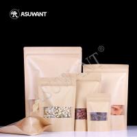 China Durable Kraft Paper Stand Up Zipper Bag Gravure Printing With See Through Window for sale