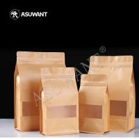 China Durable Kraft Paper Stand Up Zipper Bag Gravure Printing With See Through Window for sale
