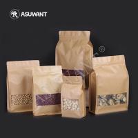 China Durable Kraft Paper Stand Up Zipper Bag Gravure Printing With See Through Window for sale