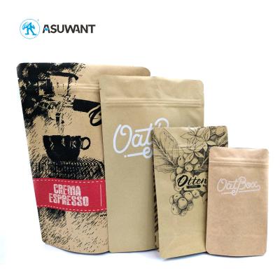 China Resealable Brown Paper Kraft Bags Heat Seal Customized Size For Tea / Coffee for sale
