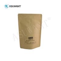 China Coffee Packaging Block Bottom Brown Kraft Paper Bags With Zipper Tear Notch for sale
