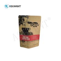 China Coffee Packaging Block Bottom Brown Kraft Paper Bags With Zipper Tear Notch for sale