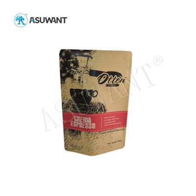 China Coffee Packaging Block Bottom Brown Kraft Paper Bags With Zipper Tear Notch for sale