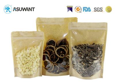 China One Side Clear Multi Layers 120 Mic Kraft Paper Zipper Bags for sale