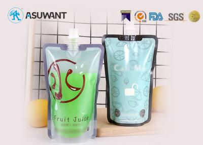 China Self Suction Transparent PET 130 Mic Liquid Spout Bags for sale