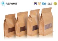 China Snacks Square Bottom Flexible 120mic Kraft Paper Zipper Bags for sale