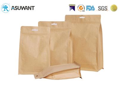 China Gravure Printing Flat Bottom Biodegradable Kraft Paper k Bag for sale